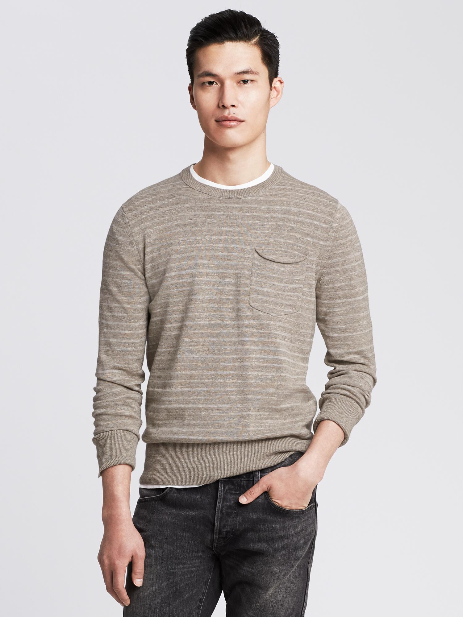 Heritage Striped Crew Pocket Pullover | Banana Republic