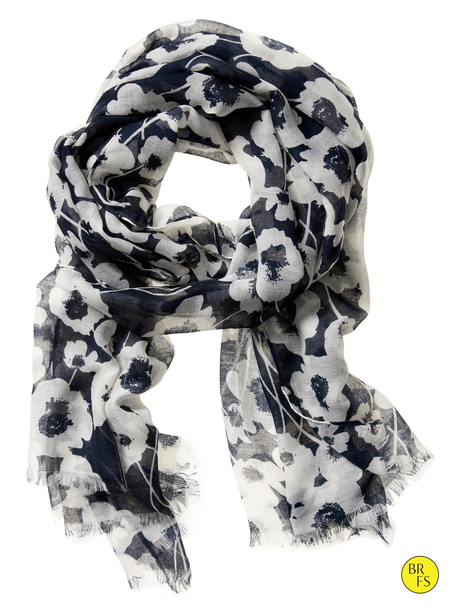 Factory Sheer Poppy Print Scarf | Banana Republic