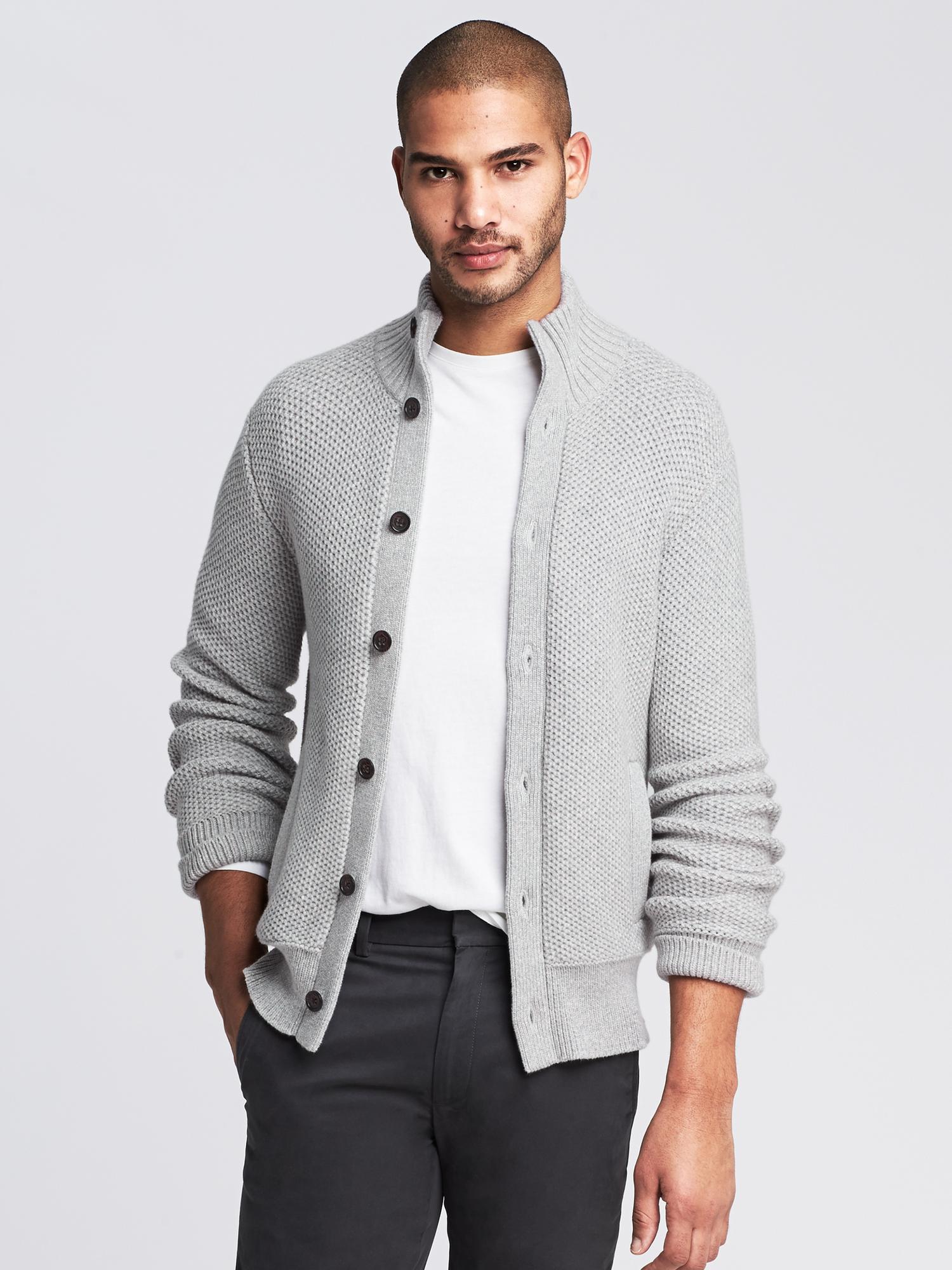 Textured Gray Cardigan | Banana Republic