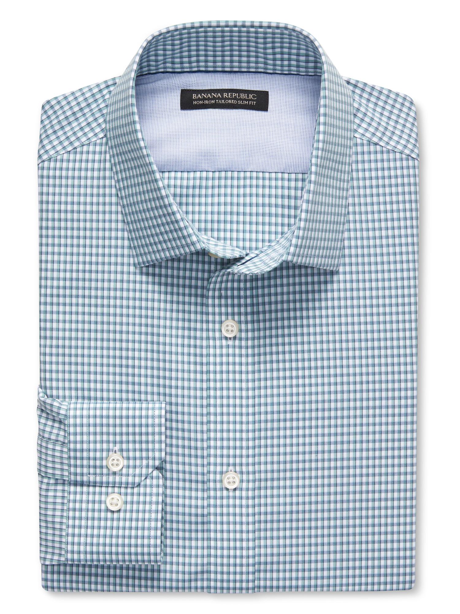 Slim-Fit Non-Iron Micro-Check Shirt | Banana Republic