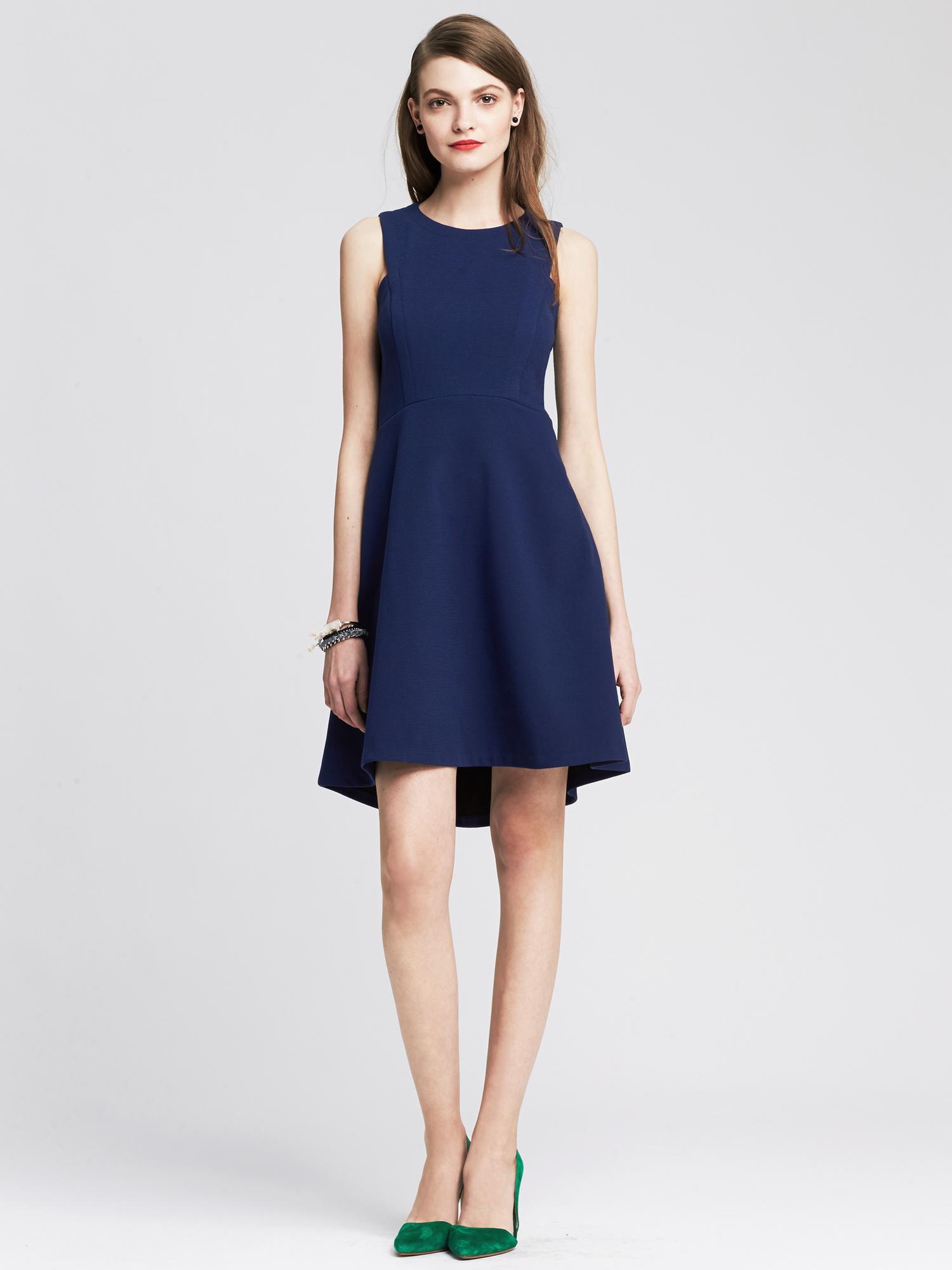 Blue Fit-and-Flare Dress | Banana Republic