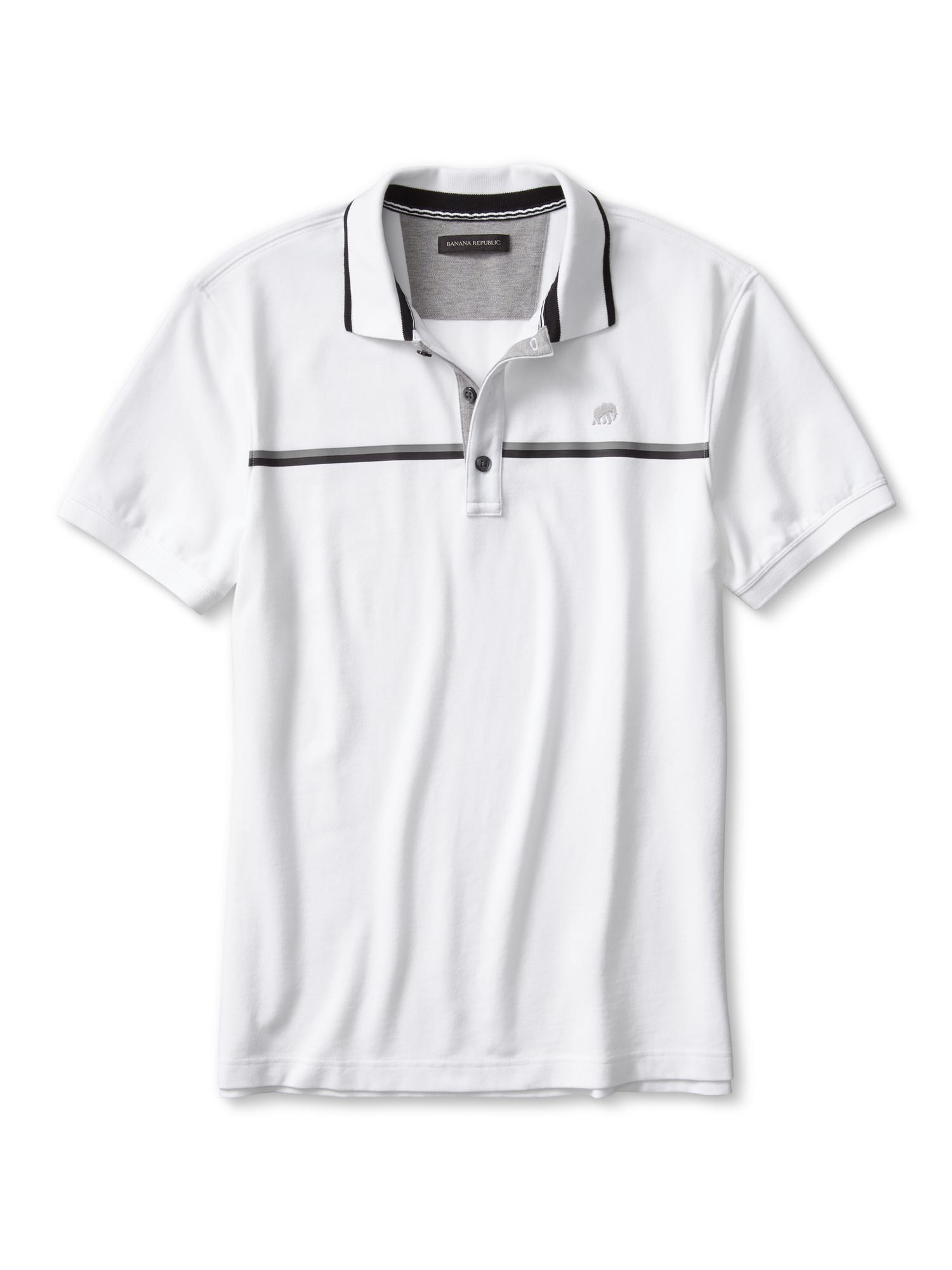 Slim-Fit Micro-Stripe Pique Polo | Banana Republic