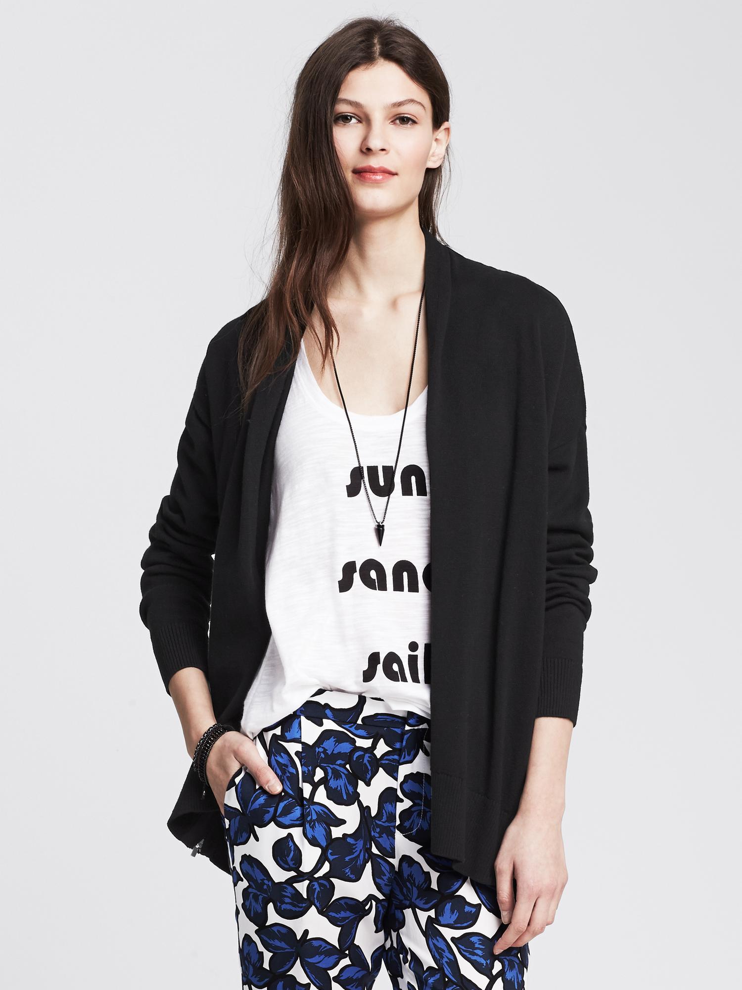 Side-Zip Open Cardigan | Banana Republic