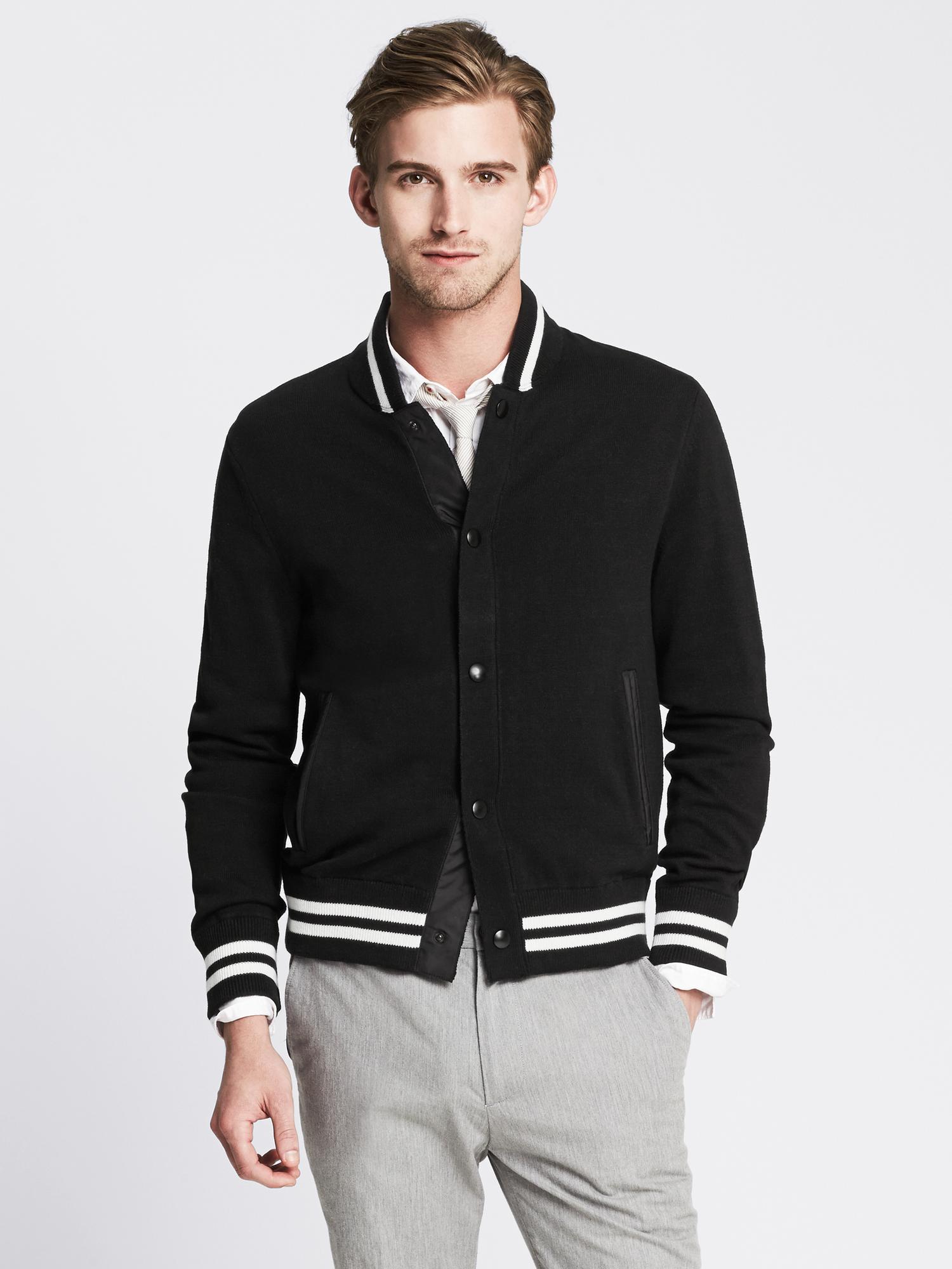 Tipped Sweater Bomber | Banana Republic