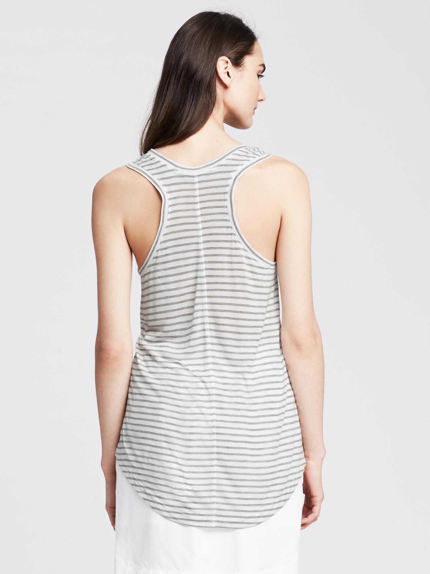 Striped Shirttail Racerback Tank | Banana Republic