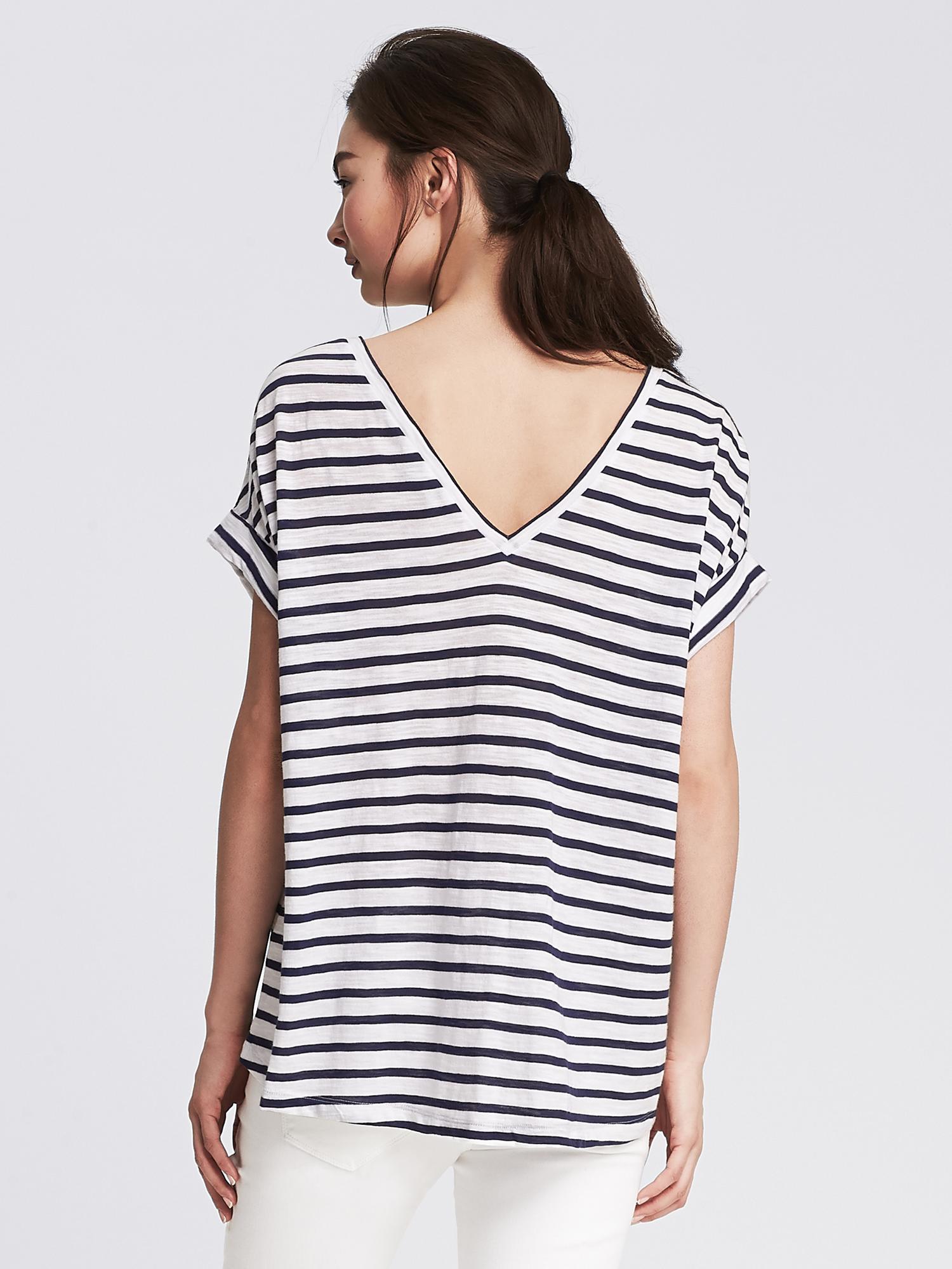 Striped V-Back Tee | Banana Republic