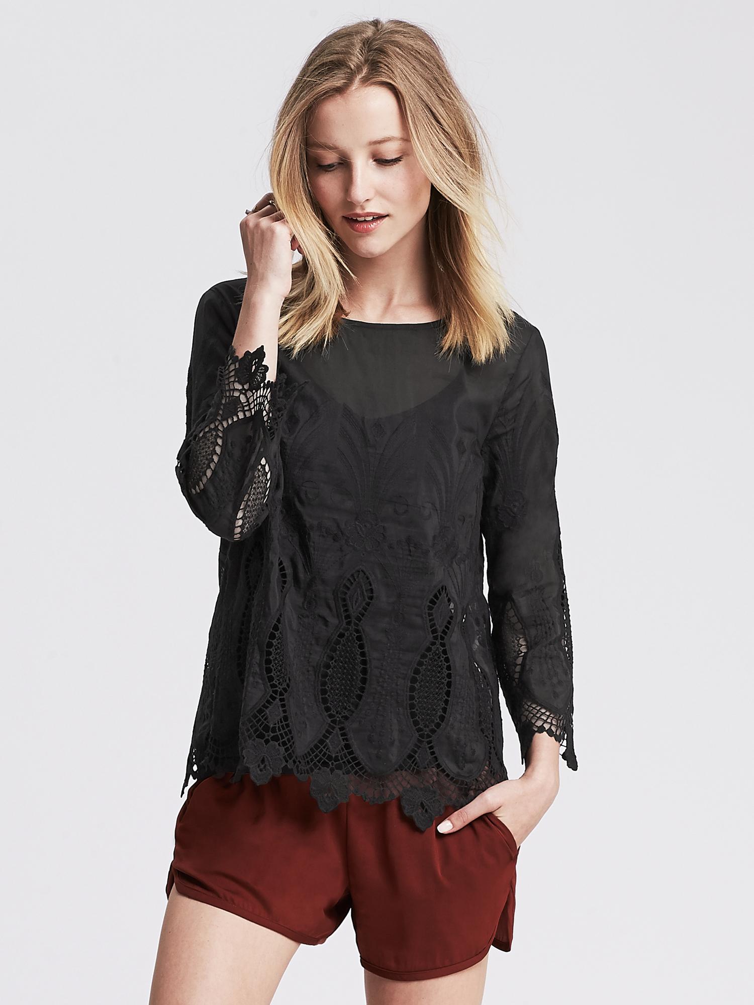 Lace-Hem Top | Banana Republic
