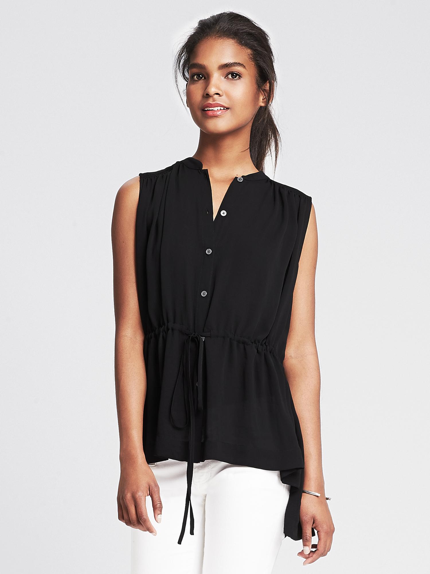Drawstring Sleeveless Top | Banana Republic