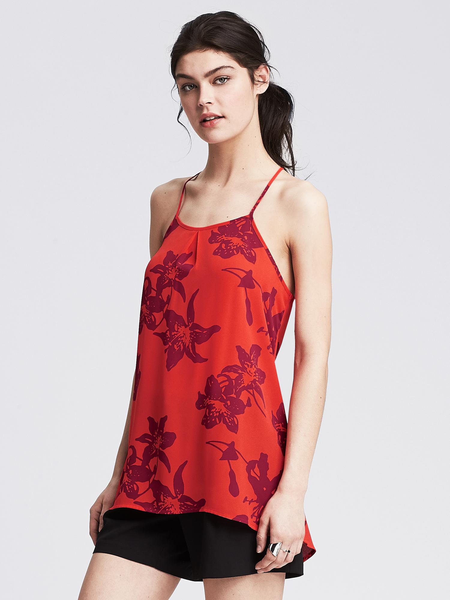 Floral Pleated High/Low Cami | Banana Republic