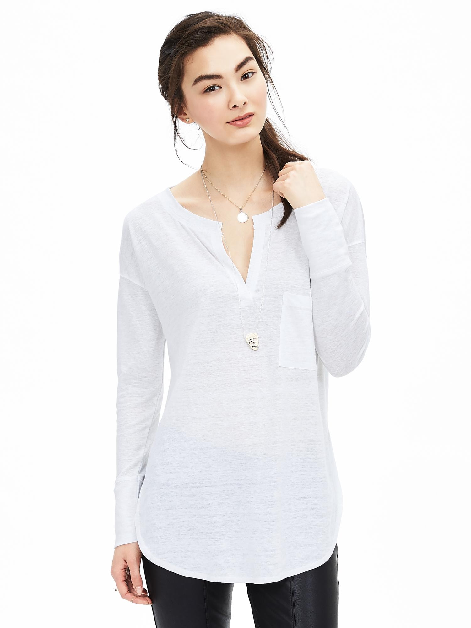 Linen Pocket Henley | Banana Republic