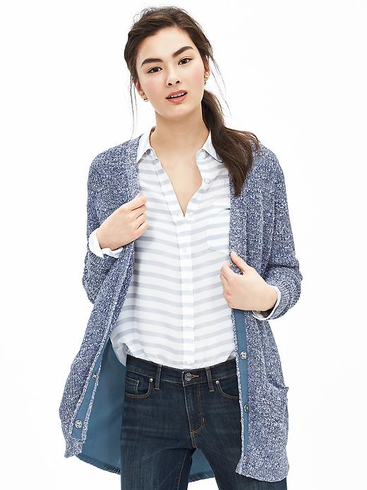 Woven-Back Cardigan | Banana Republic