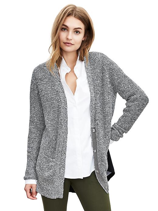 Woven-Back Cardigan | Banana Republic