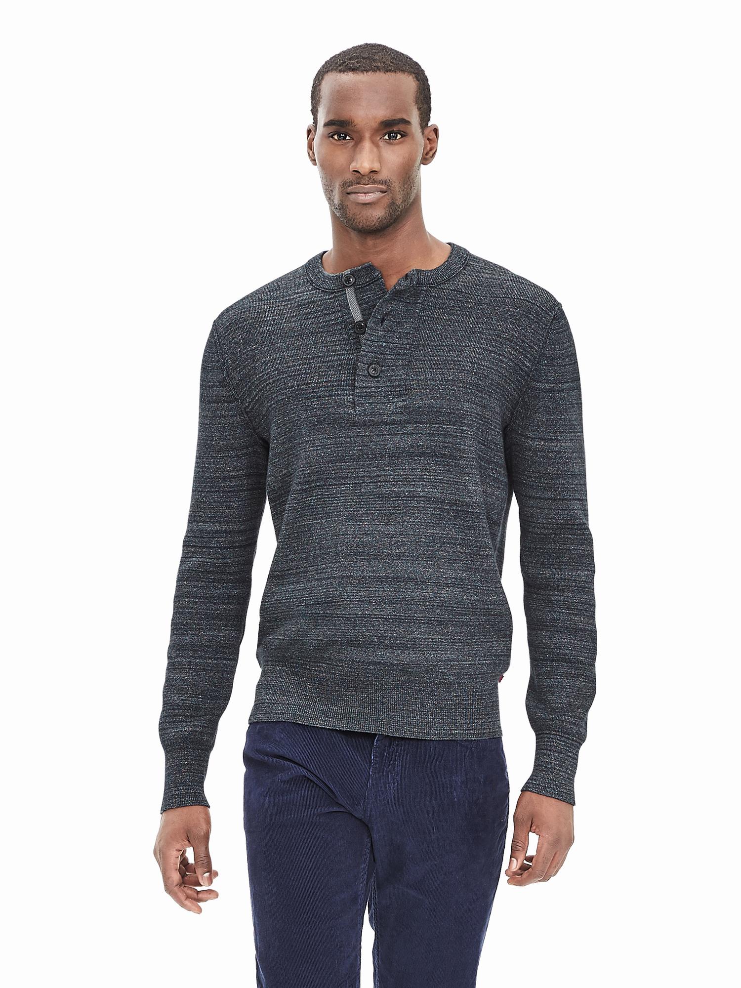 Heritage Ribbed Button Pullover | Banana Republic