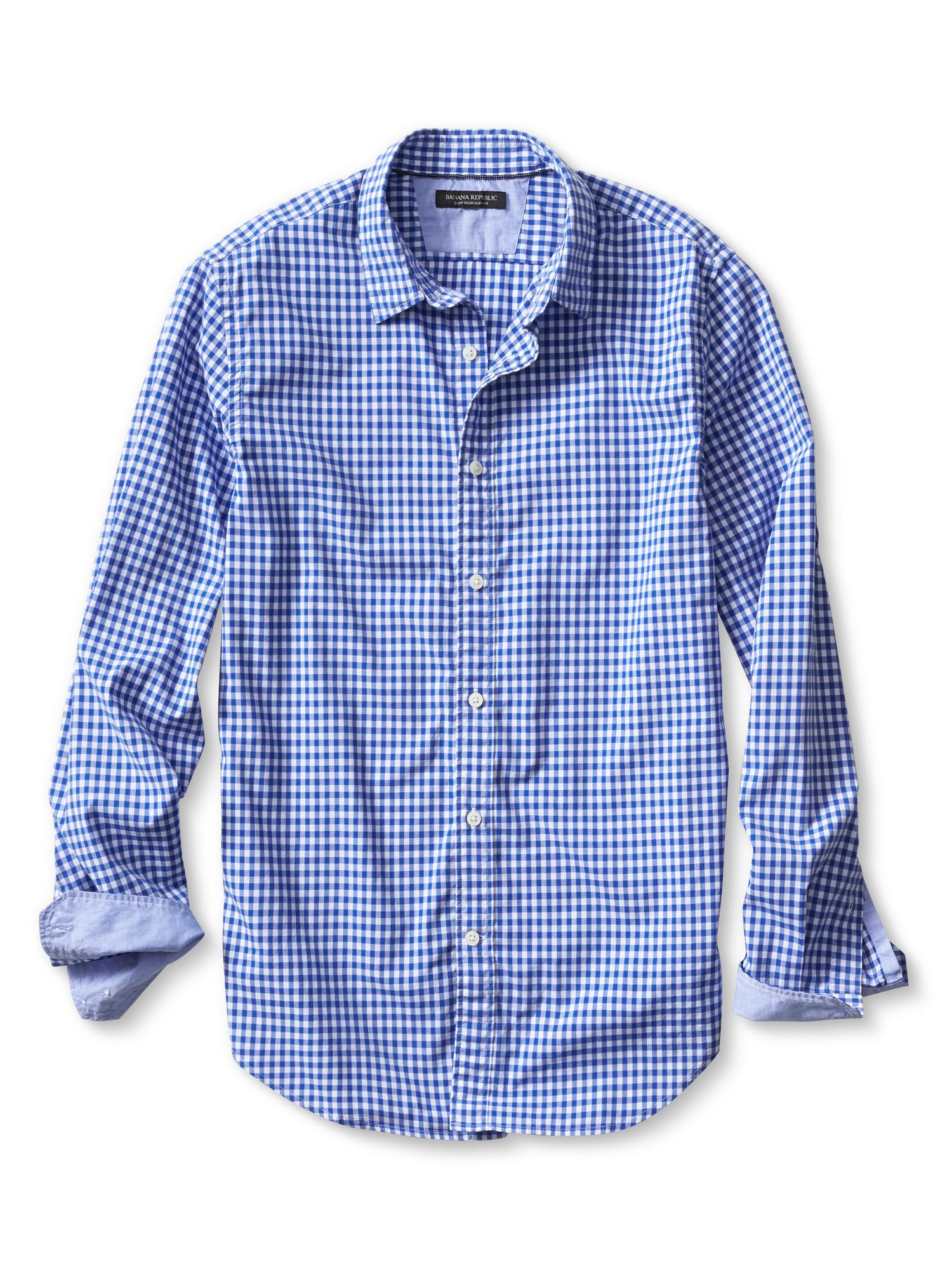Tailored Slim-Fit Custom 078 Wash Micro-Gingham Shirt | Banana Republic