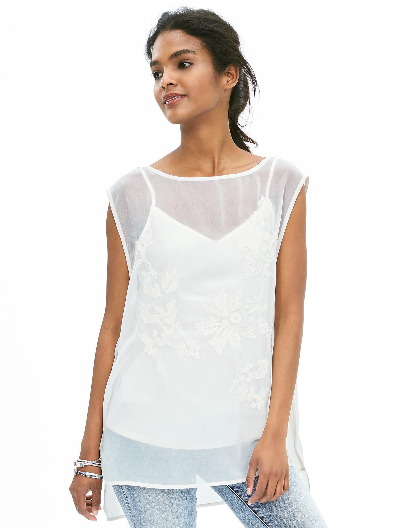 Floral Mesh Tunic | Banana Republic