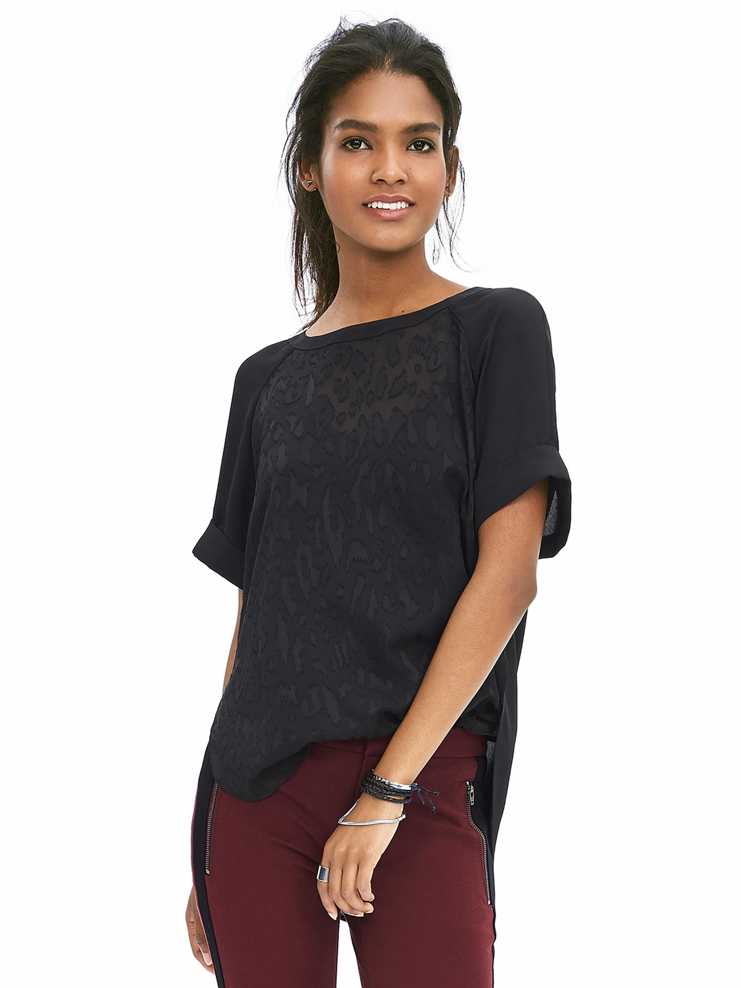Animal Jacquard Raglan Top | Banana Republic