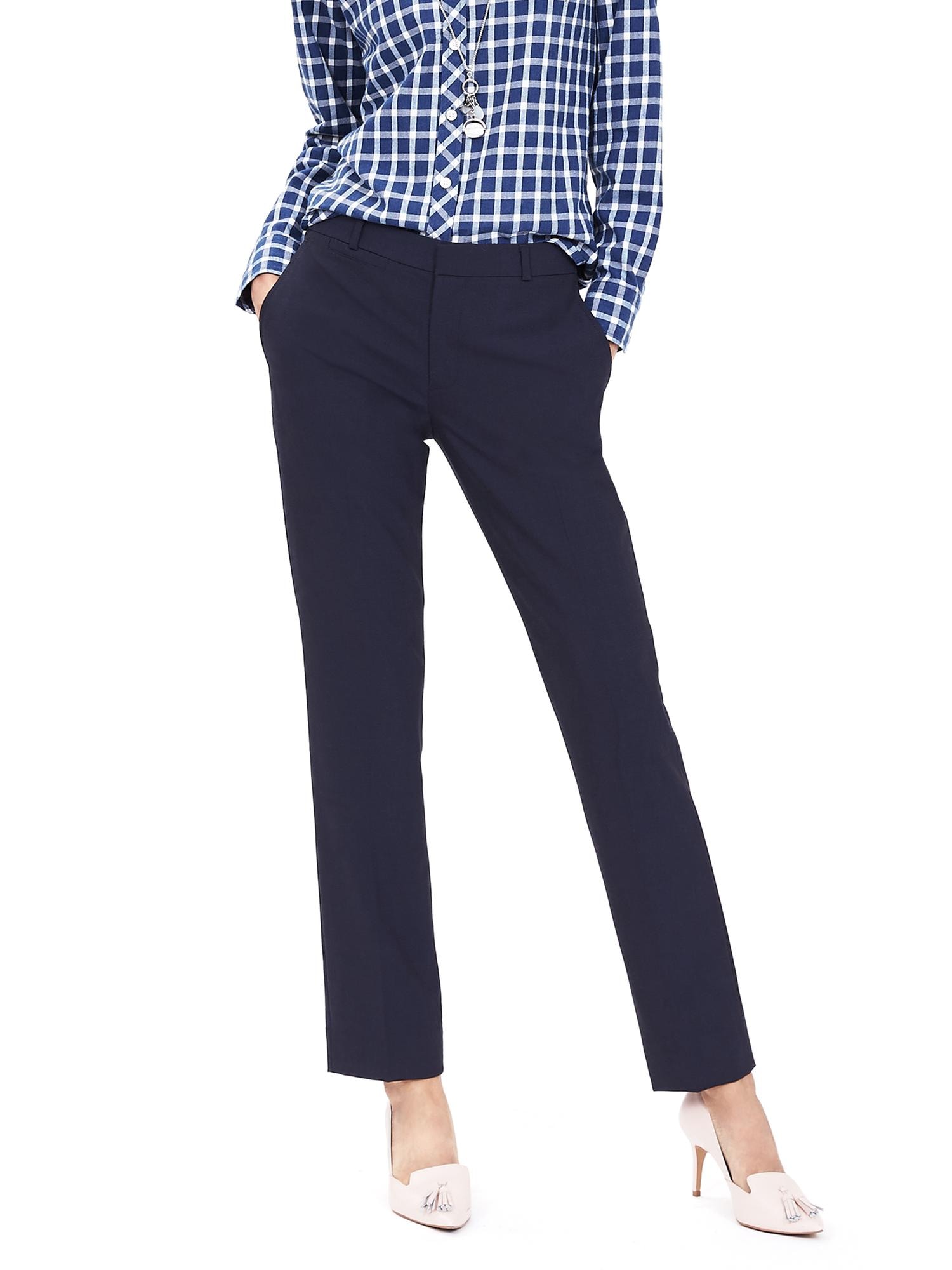 Navy Lightweight Wool Boy-Fit Straight Leg | Banana Republic
