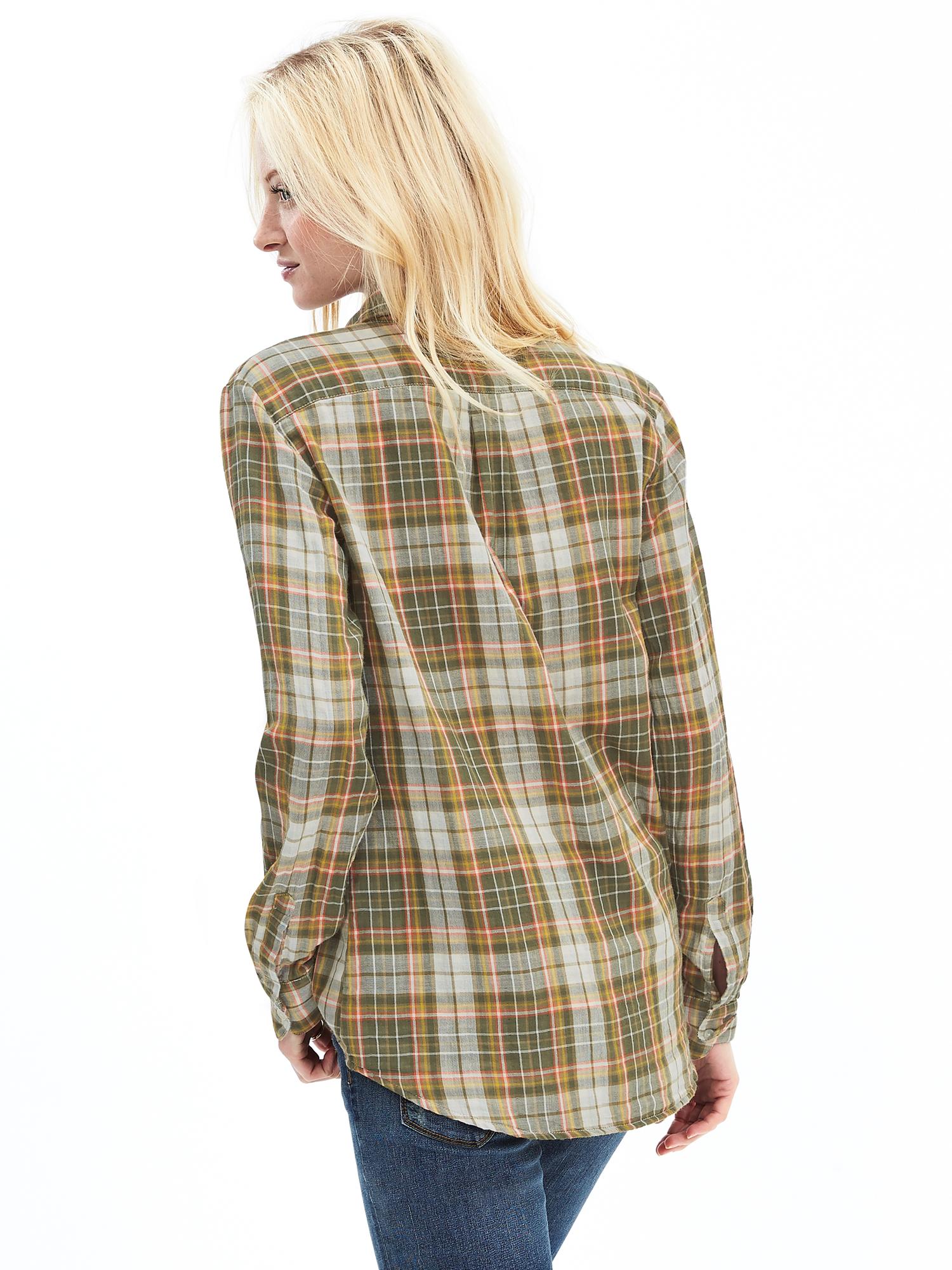 Soft-Wash Multi-Plaid Boyfriend Shirt | Banana Republic