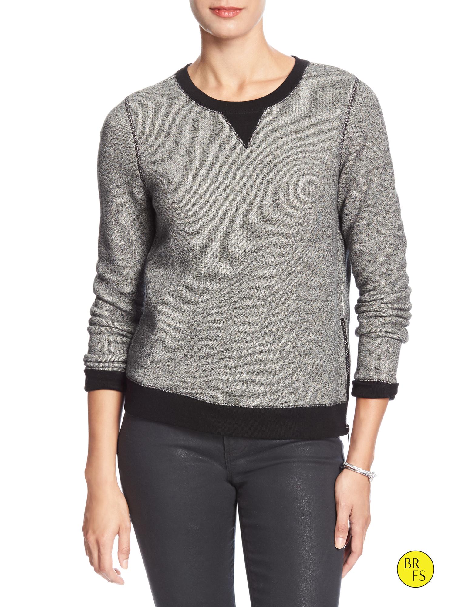 Factory Marled Zip-Seam Pullover | Banana Republic