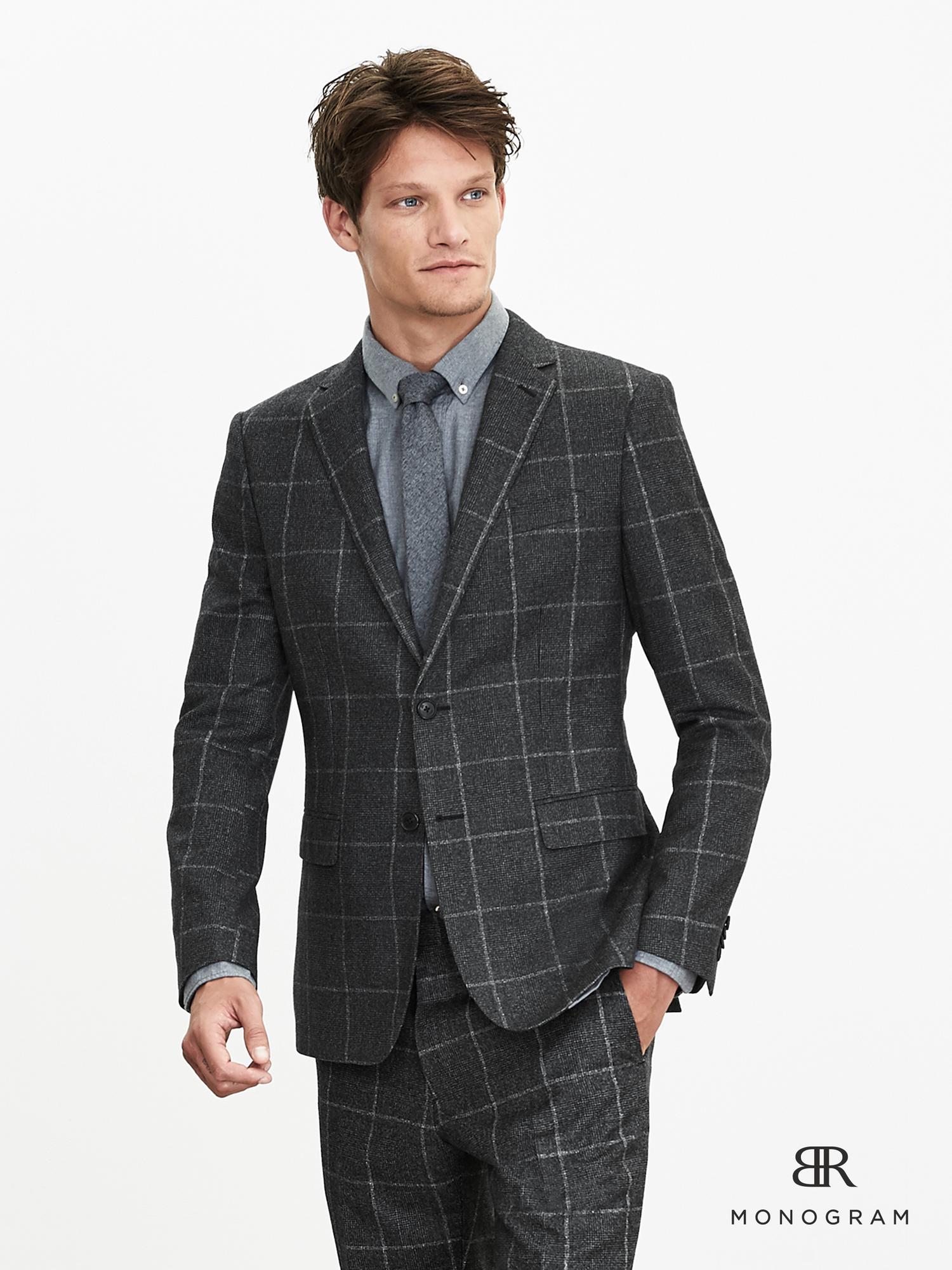 BR Monogram Bold Plaid Italian Wool Suit Jacket | Banana Republic