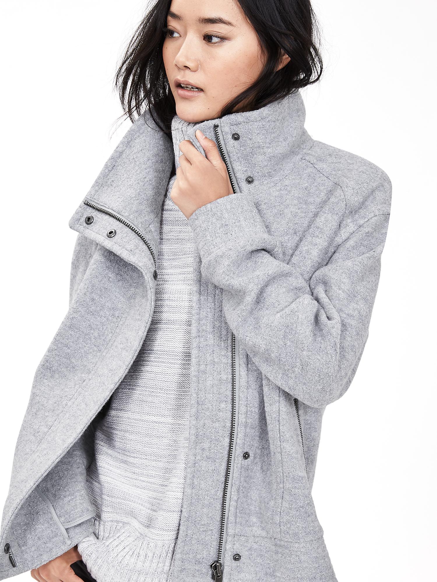Gray Cocoon Zip Jacket | Banana Republic
