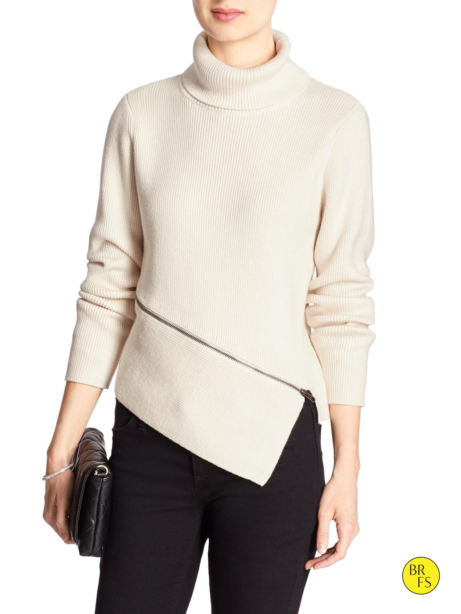 Factory Asymmetrical-Zipper Turtleneck | Banana Republic