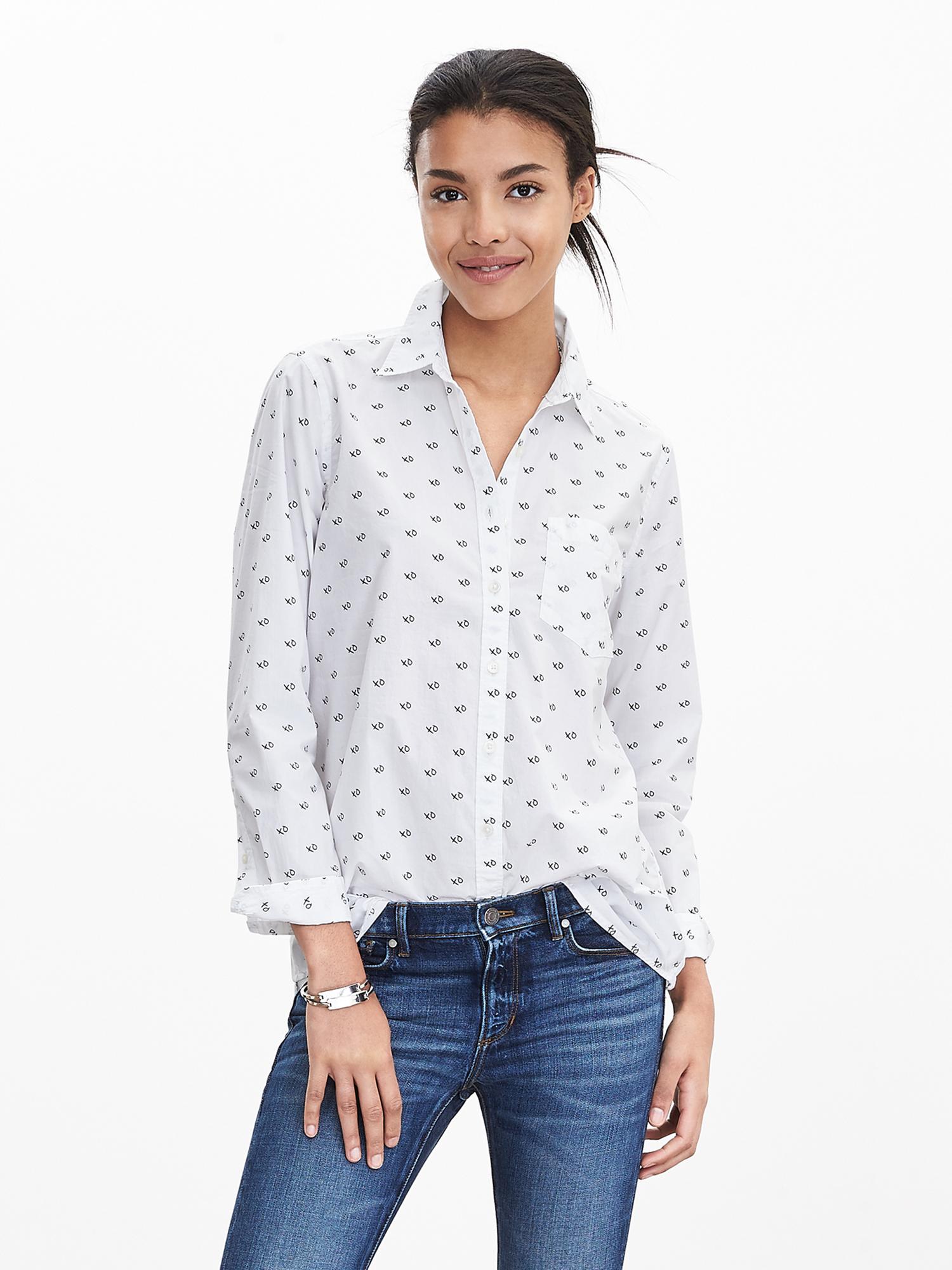 "XO" Print Boyfriend Shirt | Banana Republic