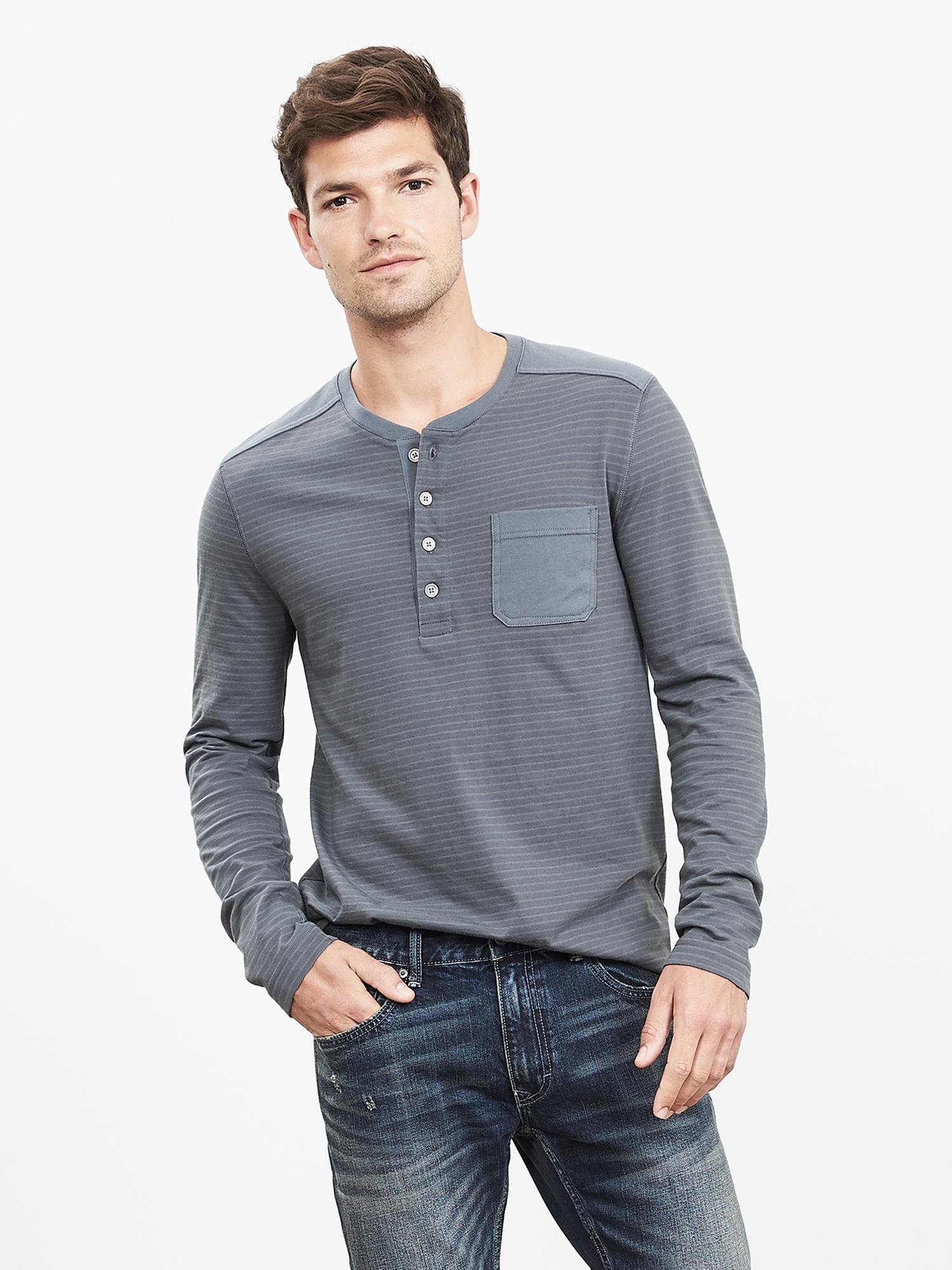 Slubbed-Stripe Henley | Banana Republic