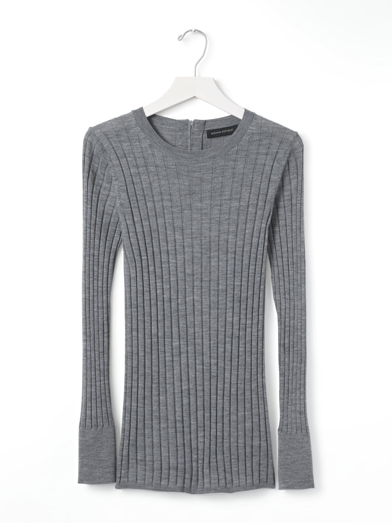 Ribbed Extra-Fine Merino Wool Pullover | Banana Republic