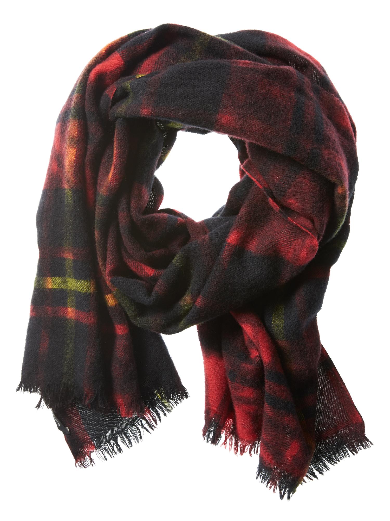 Dyed Red Plaid Wool Scarf | Banana Republic