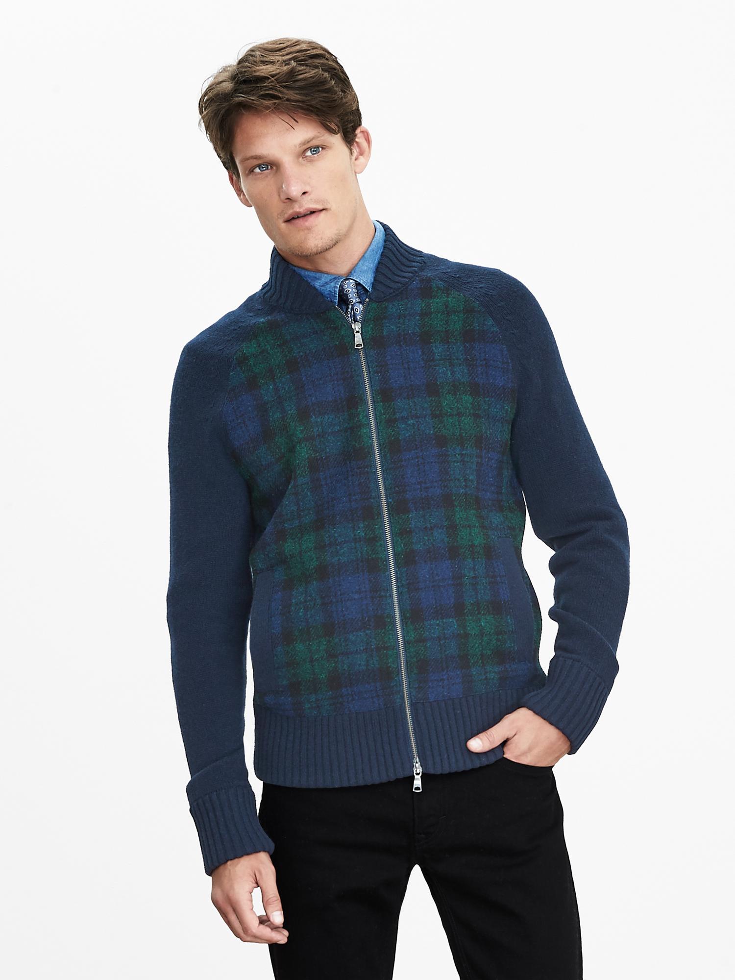 Harris Tweed Sweater Bomber Jacket | Banana Republic