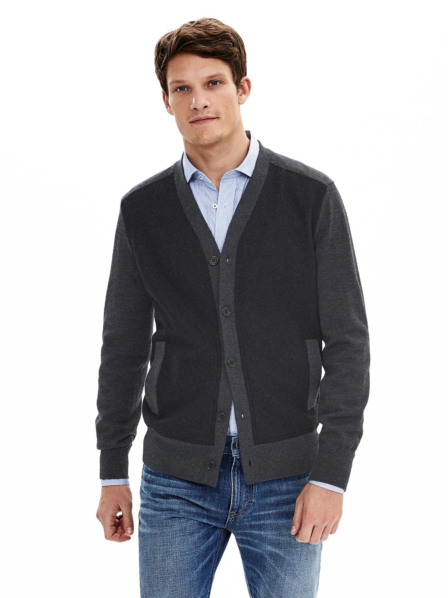 Flannel-Front Cardigan | Banana Republic
