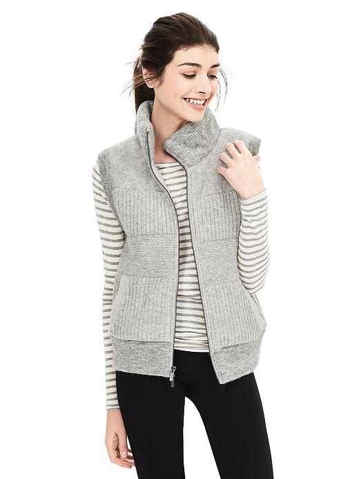 Mixed-Stitch Puffer Sweater Vest | Banana Republic