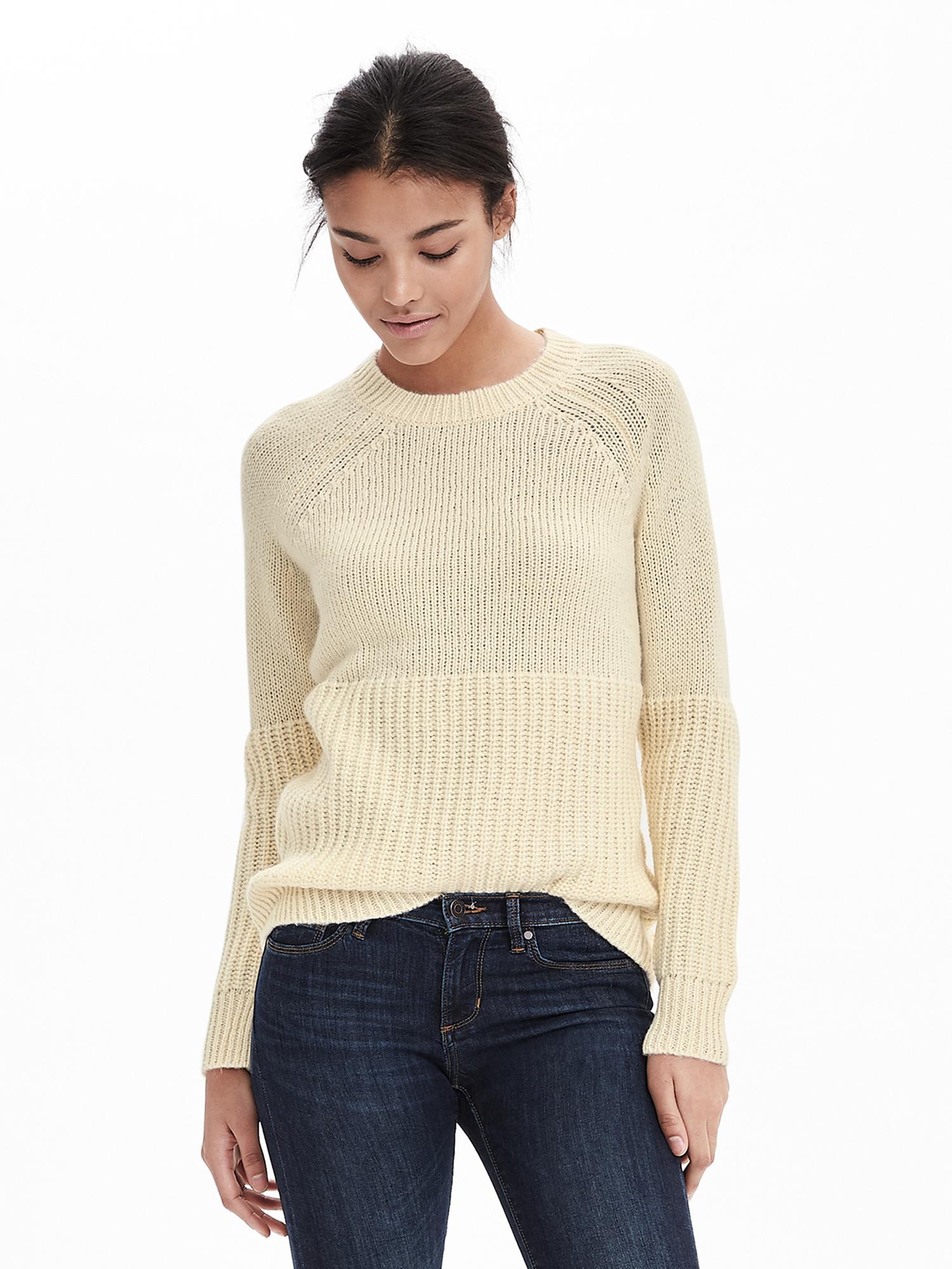 Mixed-Stitch High/Low Sweater Pullover | Banana Republic