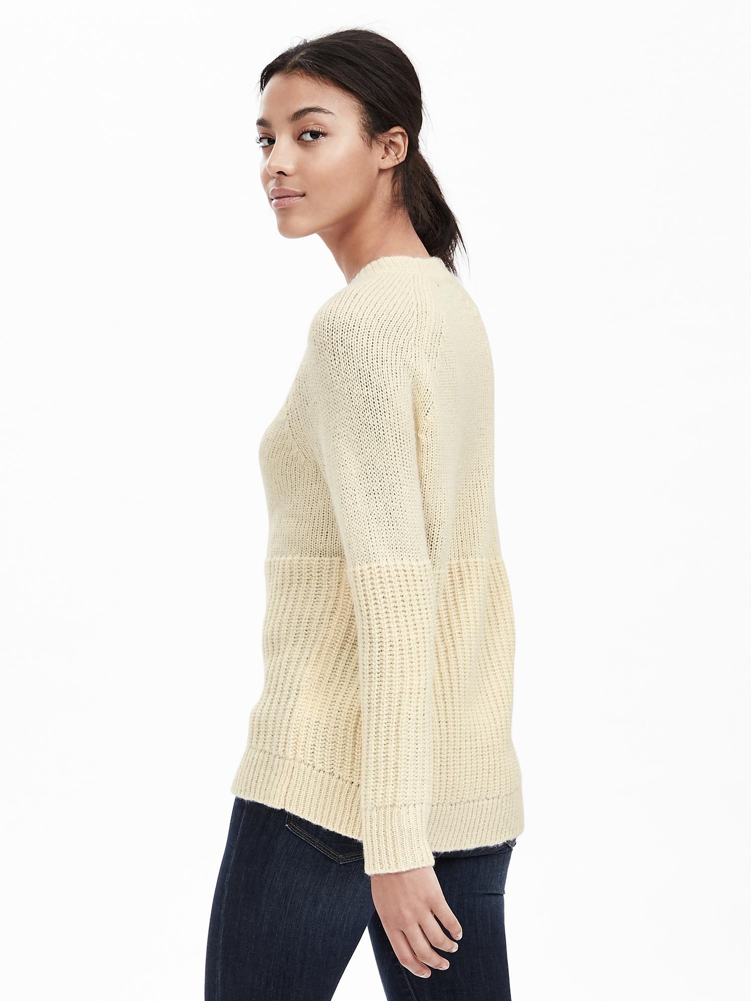 Mixed-Stitch High/Low Sweater Pullover | Banana Republic