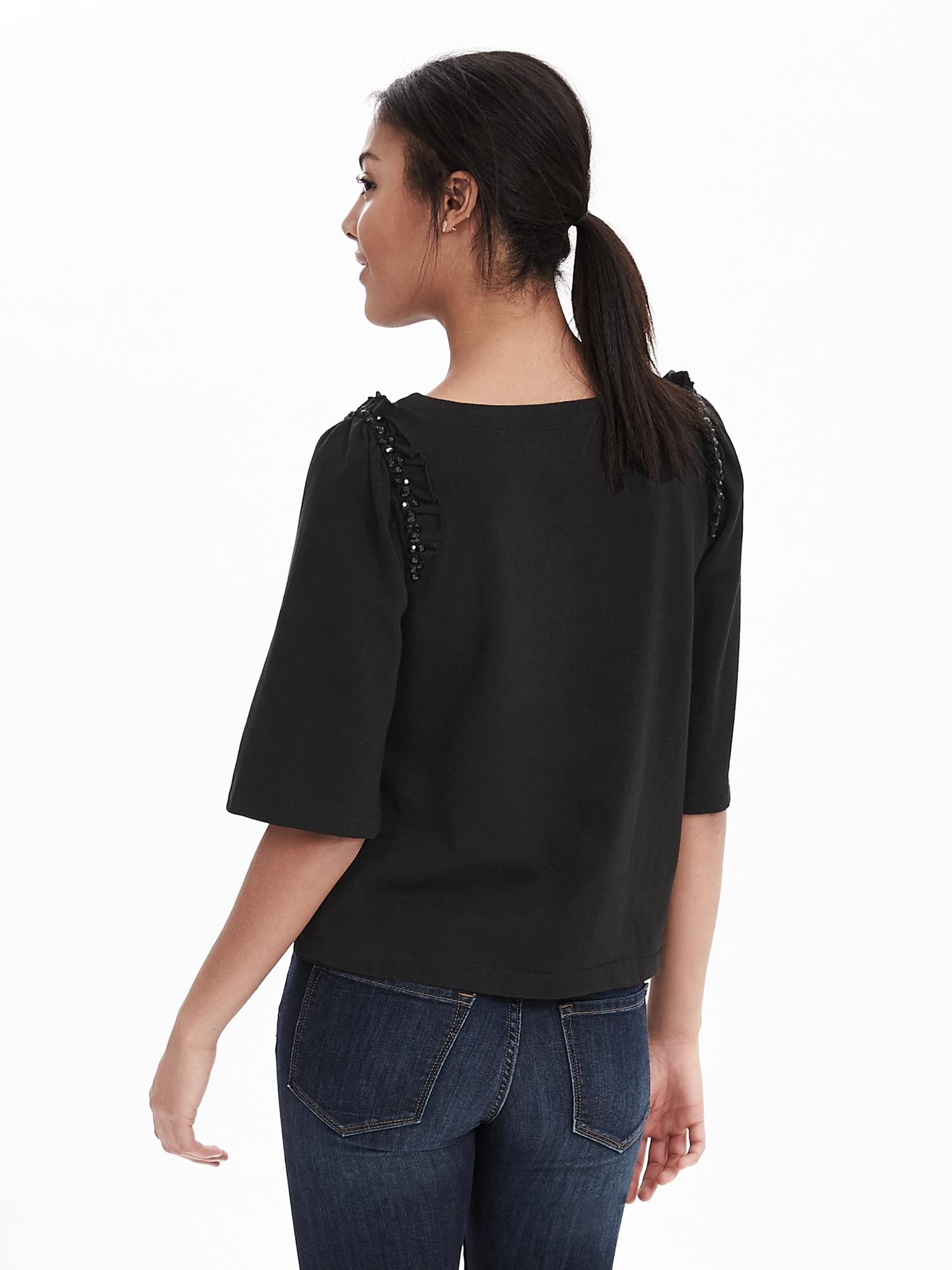 Bead Ruffle Top | Banana Republic