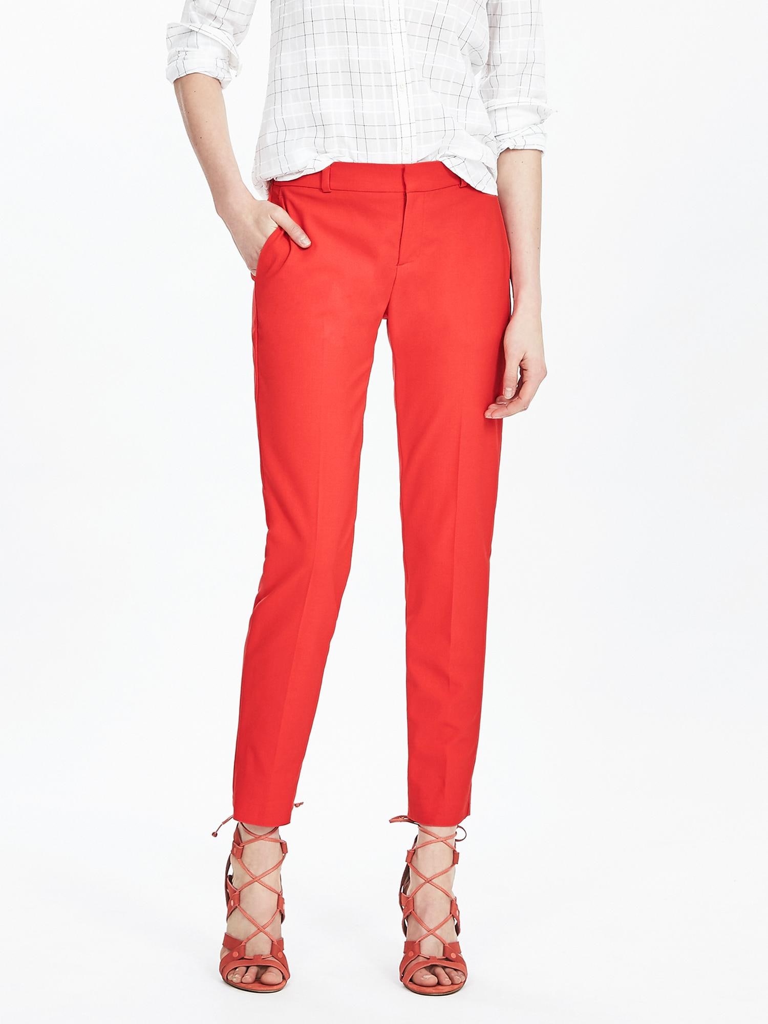 Avery-Fit Red Lightweight Wool Crop | Banana Republic
