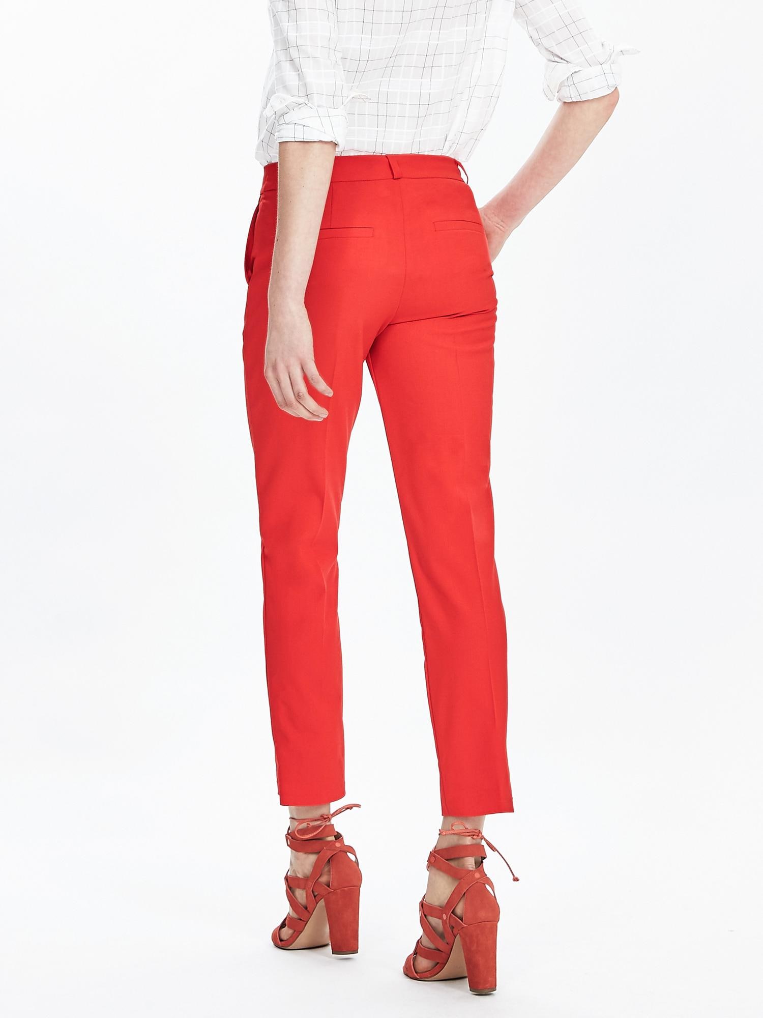 Avery-Fit Red Lightweight Wool Crop | Banana Republic