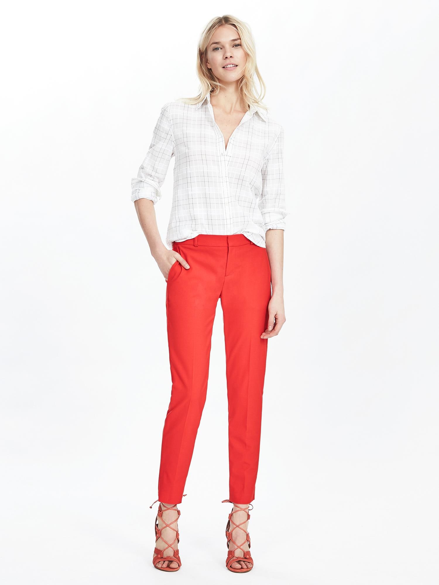 Avery-Fit Red Lightweight Wool Crop | Banana Republic