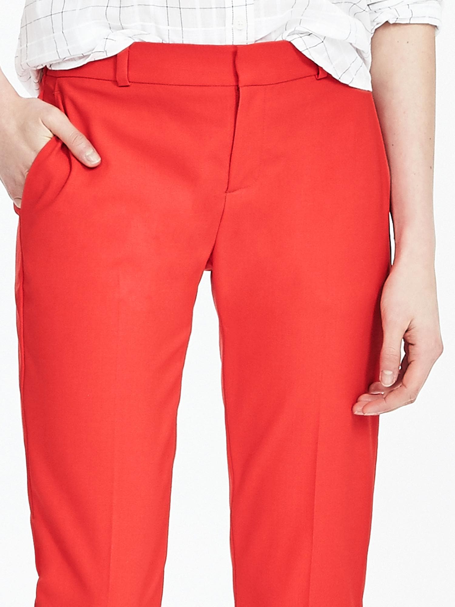 Avery-Fit Red Lightweight Wool Crop | Banana Republic