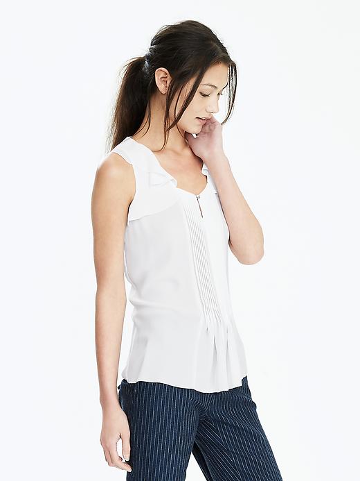 Crepe Pintuck Ruffle Top | Banana Republic