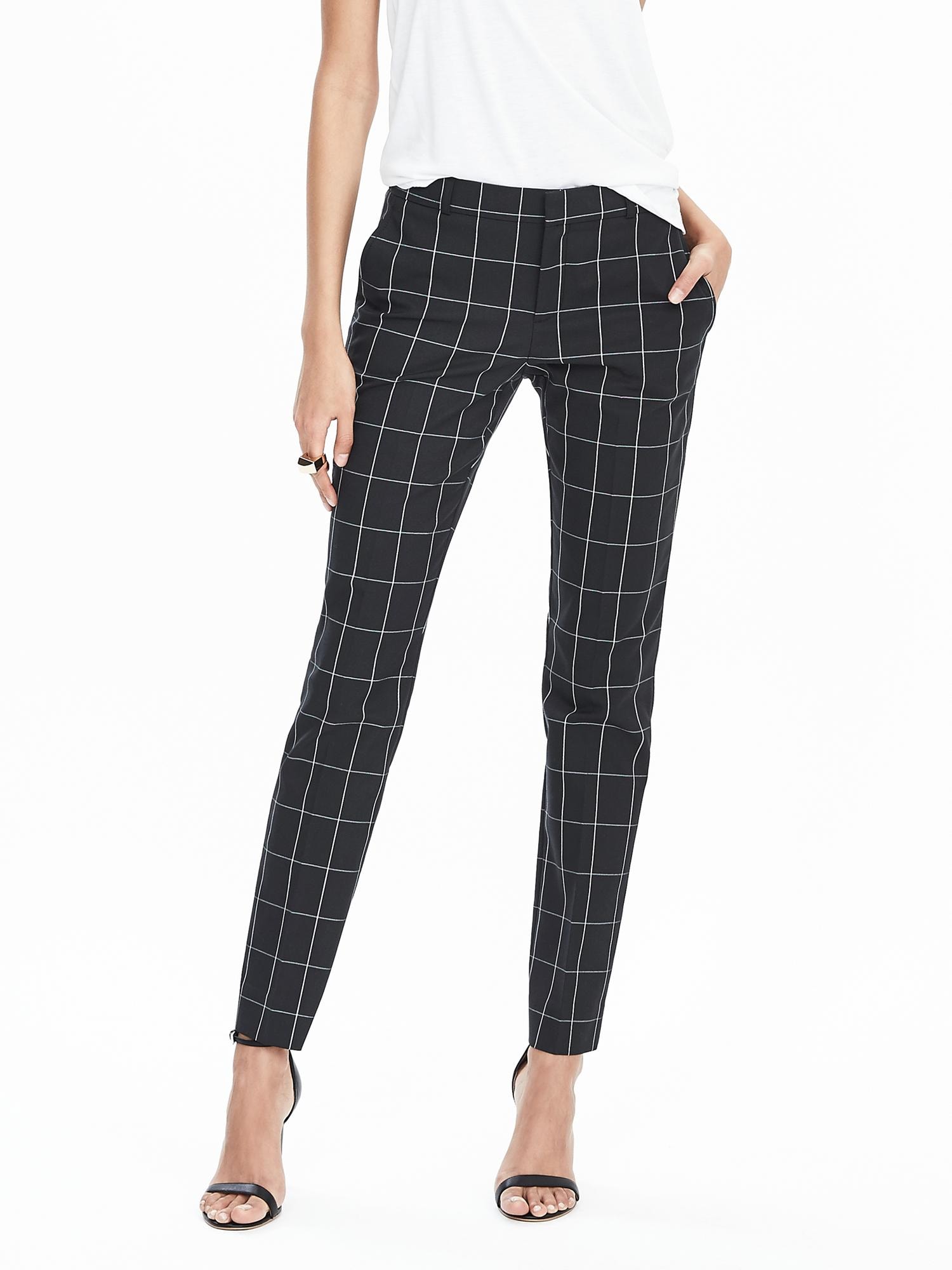 Petite Ryan-Fit Windowpane Pant | Banana Republic