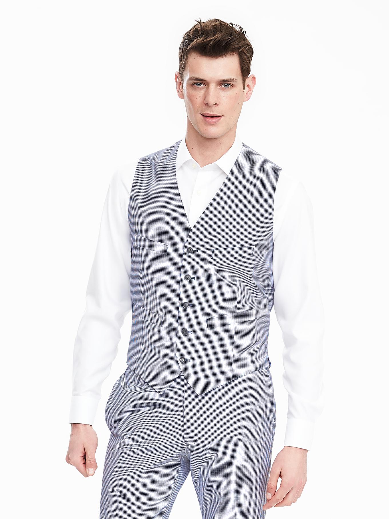 Modern Slim Cotton Gingham Vest | Banana Republic