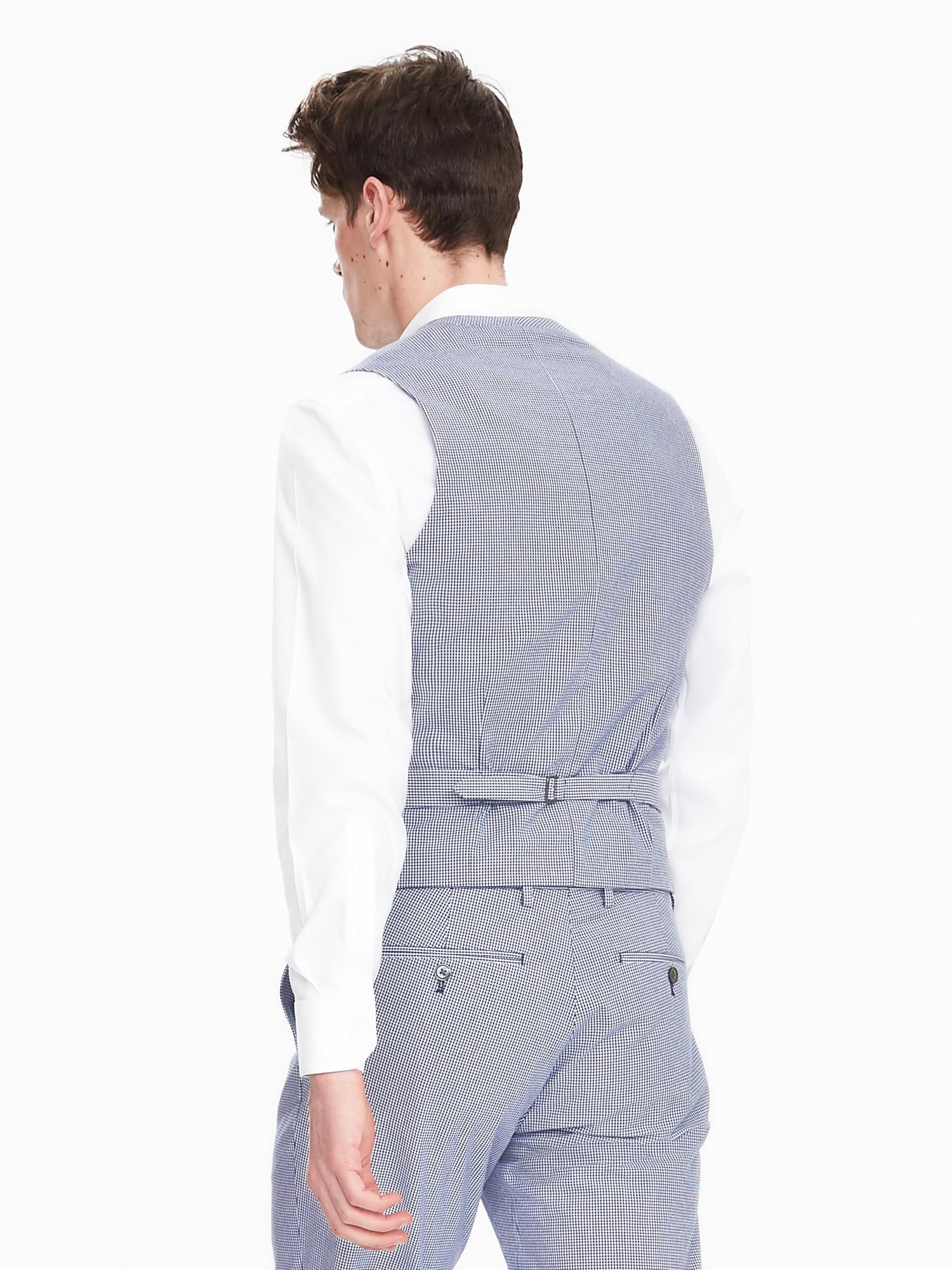 Modern Slim Cotton Gingham Vest | Banana Republic