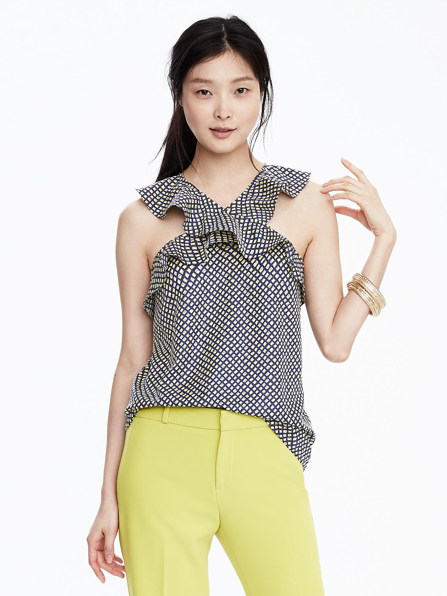 Print Cross-Neck Top | Banana Republic