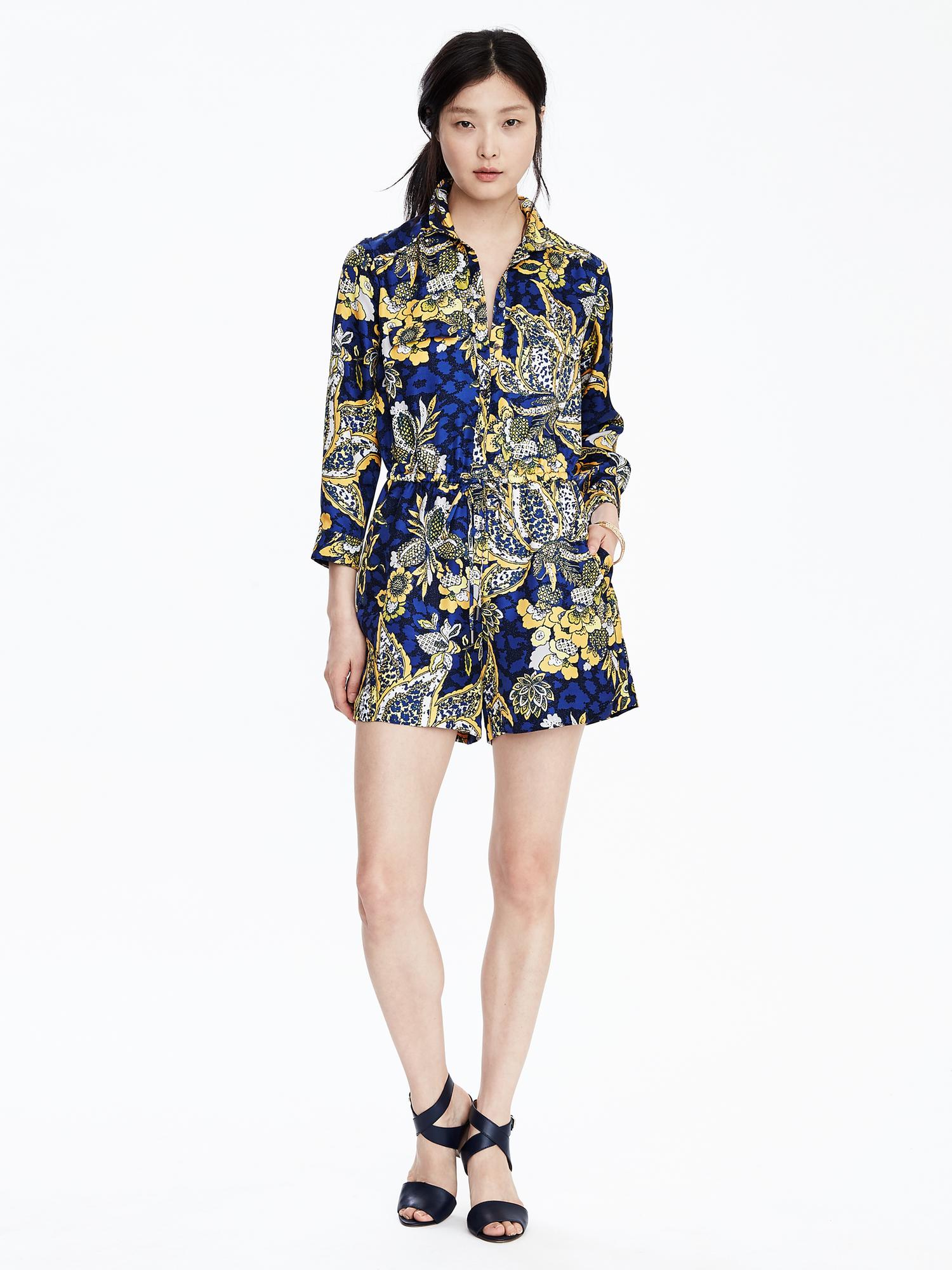 Limited-Edition Long-Sleeve Print Romper | Banana Republic