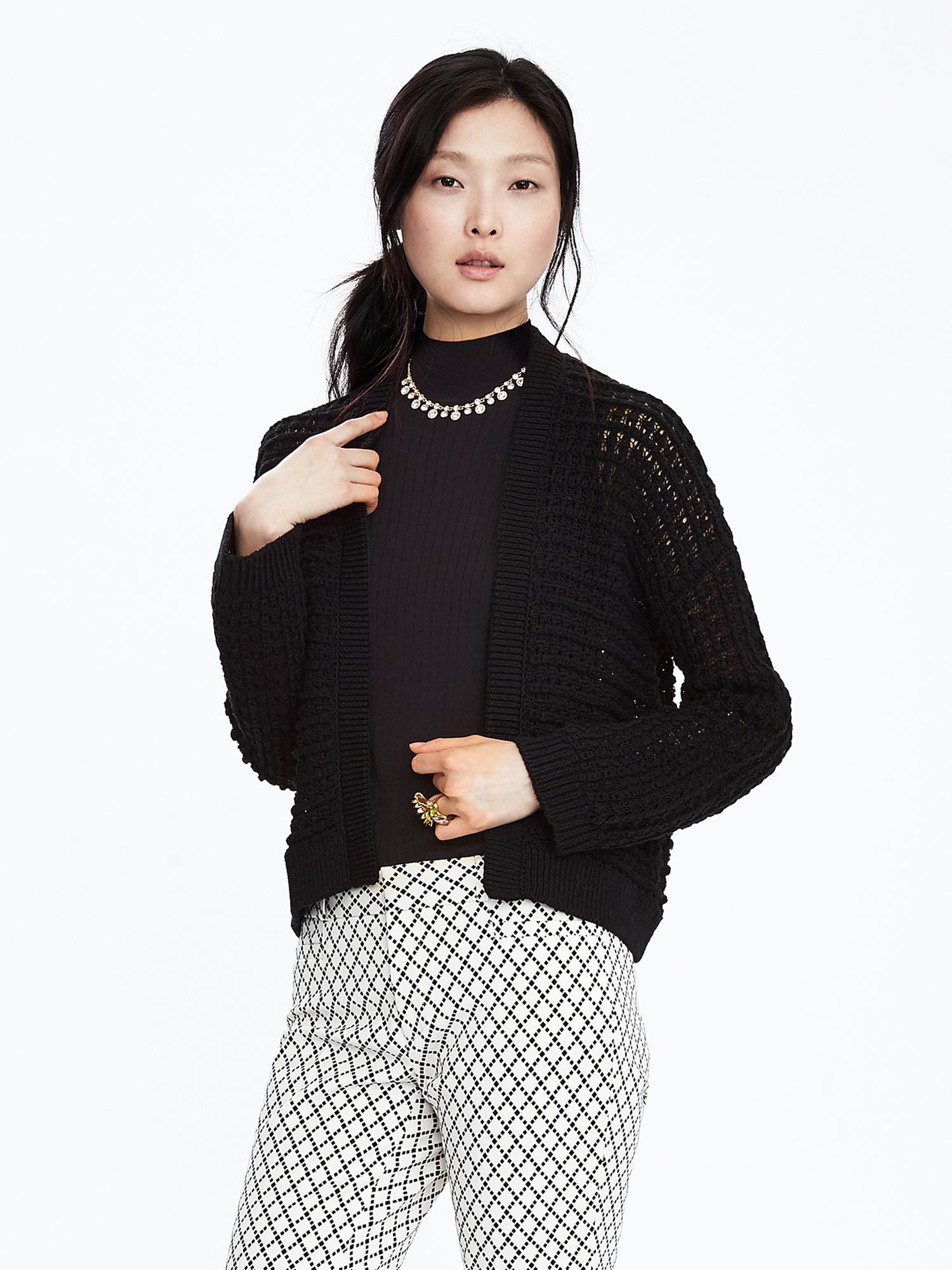 Short Open-Knit Sweater Jacket | Banana Republic