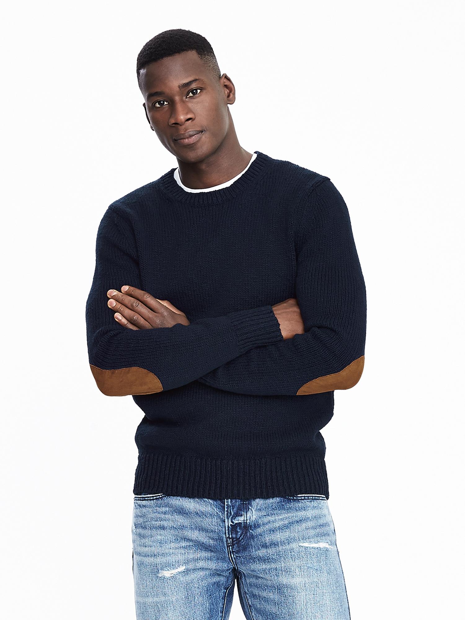 Elbow Patch Pullover Crew | Banana Republic
