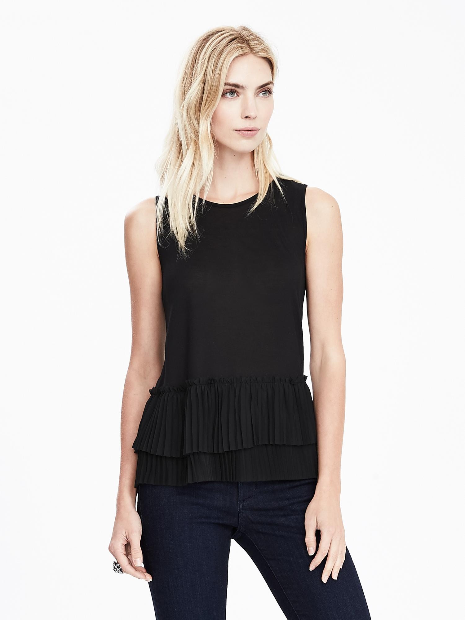 Tiered Ruffle Sleeveless Blouse | Banana Republic