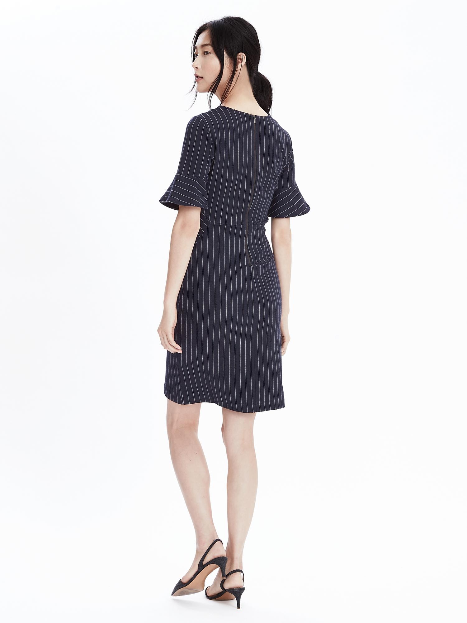 Ponte Pinstripe Dress | Banana Republic